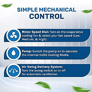 Portable Swamp Coolers - 5300 CFM MC61M Evaporative Air Cooler with 3-Speed Fan - Water Cooler Fan 1600 Sq. ft. Coverage High Velocity Outdoor Cooling Fan Swamp Cooler by Hessaire - Gray