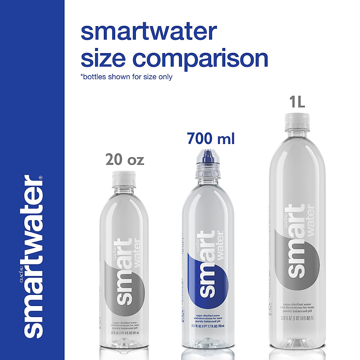 smartwater Smart Water Sports Cap, 700ml, 24 Pack, 23.7 Fl Ounce (Pack ...