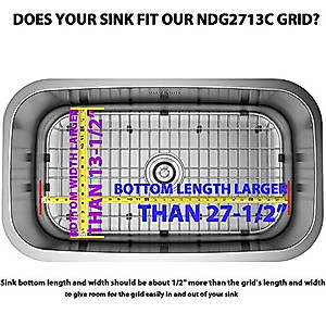 Serene Valley Sink Bottom Grid 27-1/2" x 13-1/2", Centered Drain with Corner Radius 1-1/2", Sink Grids Stainless Steel NDG2713C