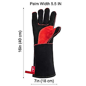 HereToGear Welding Gloves - 16IN - Large to XL Size - Fireproof and Heat Resistant - Great for Fireplaces, Fire Pits, Wood Stoves or Blacksmith Tools