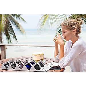 Travel Sunglasses Organizer Case Sunglass Travel Case Multiple Pairs Travel Glasses Case Eyeglasses Storage Holder Box 5 Slot for Women Men(Black+Red)