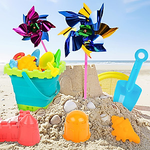 AMOR Present Beach Toys Set 31PCS, Foldable Bucket for Kids Sand Toys, Beach Pails and Collapsible Beach Toys with Castle and Sand Molds for Toddlers