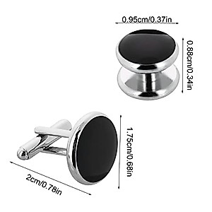Yolev Mens Cufflinks and Studs Set Tuxedo Shirts Cuff links Black Onyx Cufflinks for Men, Classic Tuxedo Buttons Match for Business Wedding Formal Suit