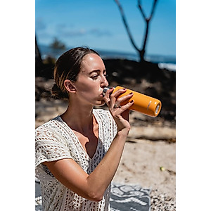 Cool Gear Stainless Steel Double Walled Vacuum Insulated Tyler Water Bottle, with Threaded Loop Lid, 17 Ounce (2 Pack) - Blue/Orange