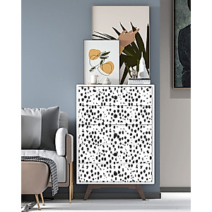 Black Dot Wallpaper Black and White Peel and Stick Wallpaper for Bedroom Removable Wallpaper Self Adhesive Wallpaper Modern Contact Paper for Cabinets 17.7"× 393" Waterproof Vinyl Film Roll