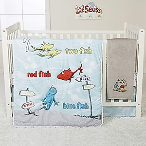 Trend Lab Dr. Seuss One Fish Two Fish 4Piece Crib Bedding Set Nursery Baby Bedding