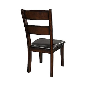 Tidyard Cherry Finish Classic Style Set of 2 Side Chairs Mango Veneer Faux Leather Upholstered Transitional for Kitchen Dining Room Living Room Home Furniture