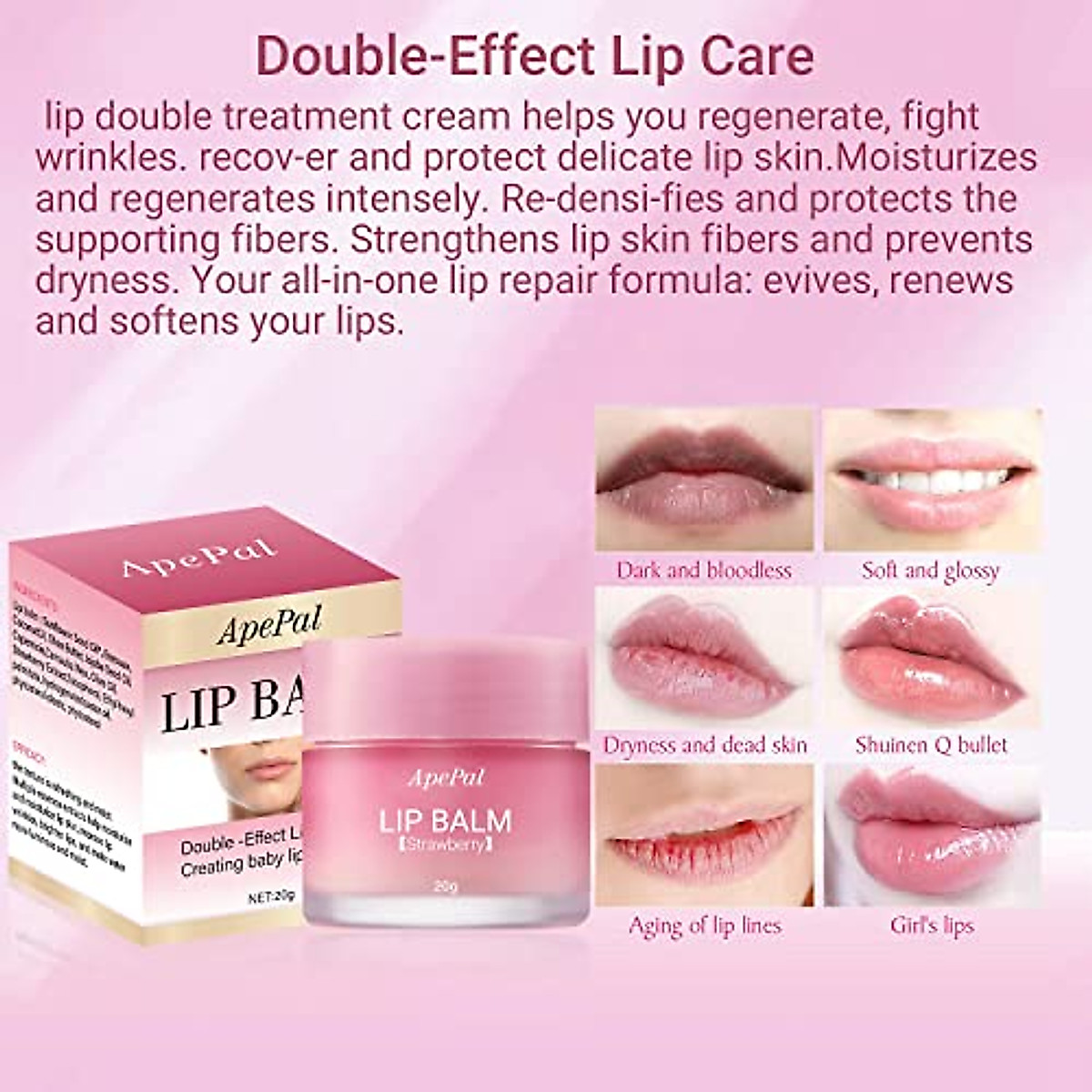 Strawberry Mask for Lip, Moisture & Collagen Booster Lip Sleeping Mask , Treatment to Restore, Hydrate & Plump Dry, Chapped Lips , Strawberry Mask for All Lip Types Women