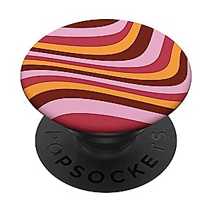 Cute Liquid Swirl Pattern Groovy Retro Pink Orange Brown PopSockets Swappable PopGrip