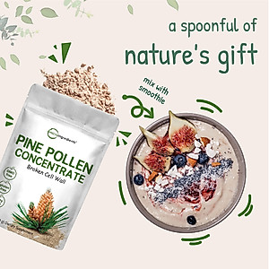 Pure Pine Pollen Powder, 6 Ounce, Wild Harvest an Broken Cell Wall, Supports Immune System Health, Boosts Energy, Antioxidant & Androgenic, No GMOs, Vegan Friendly