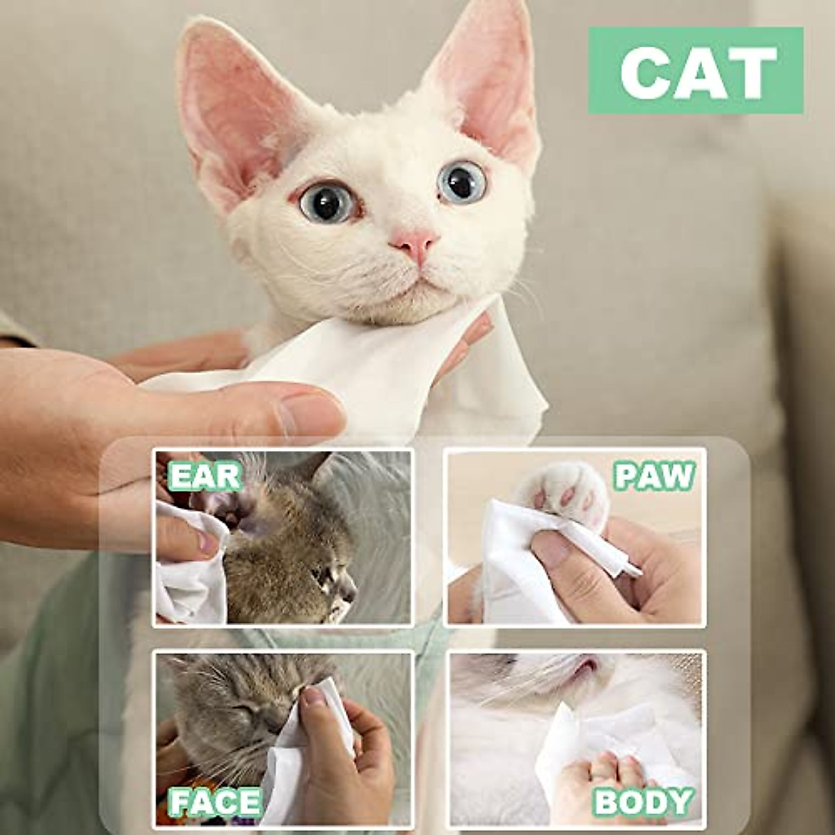 Air Jungles Pet Grooming Wipes for Dogs and Cats 100 Count, 8" x 10" Extra Large Plant-Based Earth-Friendly Hypoallergenic Deodorizing Pet Wipes for Paws Body Face Ear Butt