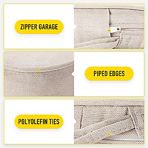 SUNROX Gel Memory Foam Chair Cushions, FadeShield Water-, Stain-Resistant Durable Reversible Seat Cushion Pads with Ties for Indoor/Outdoor Kitchen Dining Office, 17"x16", Set of 4, Cream