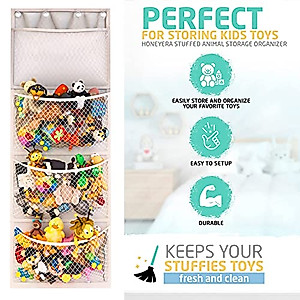 The Original Stuffed Animal Storage (Patent Pending) - Over Door Organizer for Stuffies, Baby Accessories, Toy Plush Storage / Breathable Hanging Storage Pockets Big Girls Toddler Large Bag Animals