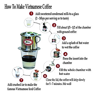 AMT 6.5 OZ Vietnamese Coffee Maker Coffee Filter, 2-3 Servings Phin, Screw Down Coffee Vietnamese Coffee Dripper for Vietnamese Style at Home Office (6.5 OZ - Handle)