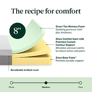 ZINUS 8 Inch Ultima Memory Foam Mattress [New Version], Full, Fiberglass Free, Medium Firm Feel, Breathable Airflow Memory Foam, Certified Safe Foams & Fabric, Mattress in A Box