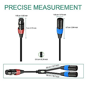JOMLEY XLR Splitter Cable, XLR Female to Dual XLR Male Y Splitter Cable, 1 XLR Female to 2 XLR Male Balanced Microphone Splitter Cord Audio Cable - 5 feet