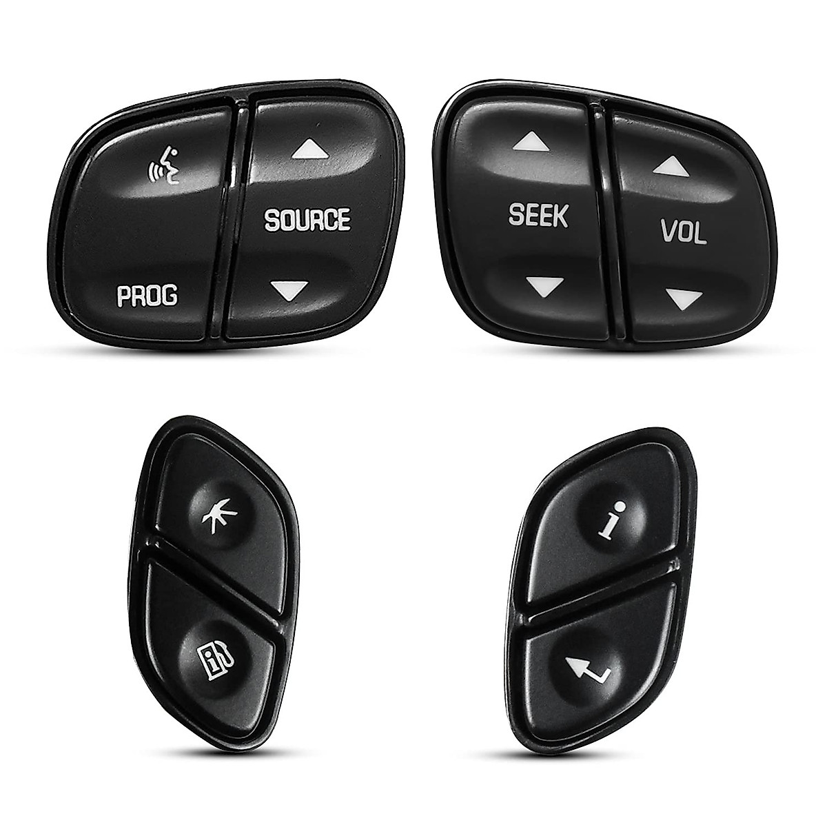 Steering Wheel Radio Volume Control Switch Buttons for Chevy Silverado Suburban for GMC Yukon Sierra,for Trailblazer Envoy, 4PCS Replaces# 21997738, 21997739, 1999442, 1999443
