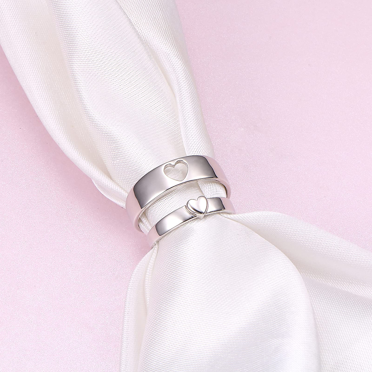 Yearace Couple Rings 925 Sterling Silver Couples Rings for Him and Her Set Matching Heart Promise Rings I Love You Engagement Wedding Ring Matching Rings Adjustable Couple Ring Couples Gifts