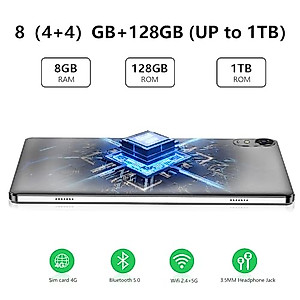 JUNINK 10 inch Tablet Android 13 Tablets, 8GB (4+4) RAM 128GB ROM 1TB Expand, 1280x800 IPS HD Screen, Quad Core Processor, WIFI6, Dual Camera, 6000mAh, BT, Tablet (01)