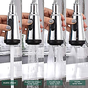 AiHom sink faucet sprayer attachment,Pull Down Faucet Spray Head G 1/2, 4 Function kitchen faucet head, Kitchen Spray Spout Part,Chrome (MALE)
