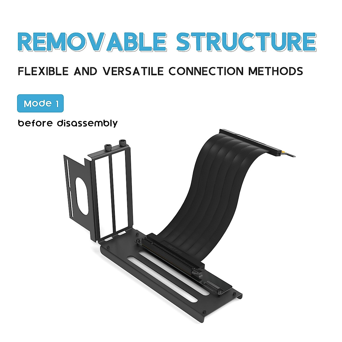 IBEST IMPETUS Vertical GPU Mounting Bracket Graphics Card Holder Kit with PCIE Riser Cable 90 Degree Right Angle 25cm Black