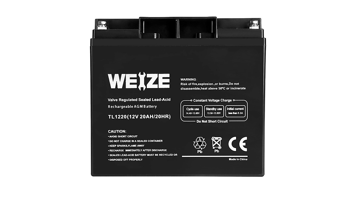 WEIZE 12V 20AH Battery - Reliable Power for Various Uses