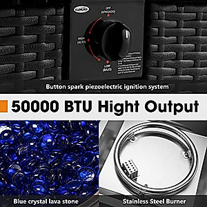 28 Inch Outdoor Fire Pit Table , 50,000 BTU Wicker Patio Fire Pit Table,Faux Wood Tabletopt, Outside Garden Backyard Deck Patio by HANLIKO-Black