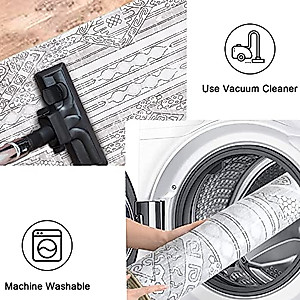 Abstract bloom Boho Chic Tribal Distressed Runner Rug 2'X6', Monaco Collection Area Rug for Living Room Washable Farmhouse Geometric Super Soft Throw Rug for Bedroom Bathroom Office Dorm (Brown 2'X6')