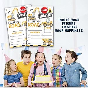 Grace Yonks Construction Birthday invitation, Dump Truck Party invite, Construction Birthday, 20 Invitations and Envelopes, Birthday party Invitations, Birthday Party Supplies.(075)