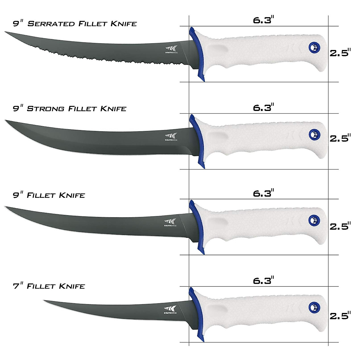KastKing Spartacus Fillet Knife, Boning and Food Prep Knife, Razor Sharp 8Cr14 Stainless Steel Blade, 9 inch Strong Fishing Knife