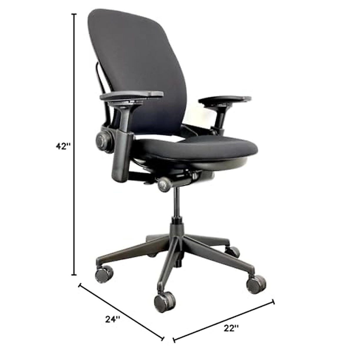 Steelcase Leap V2 - Fully Loaded w/Lumbar Support (Renewed) (Black Fabric - Black Frame)