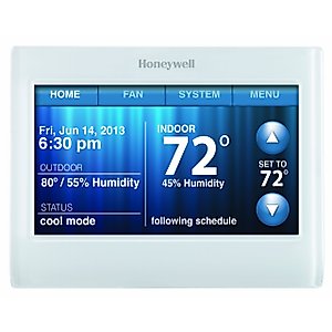 Honeywell TH9320WF5003 Wi-Fi 9000 Color Touch Screen Programmable Thermostat, 3.5 x 4.5 Inch, White, 'Requires C Wire" (Renewed)