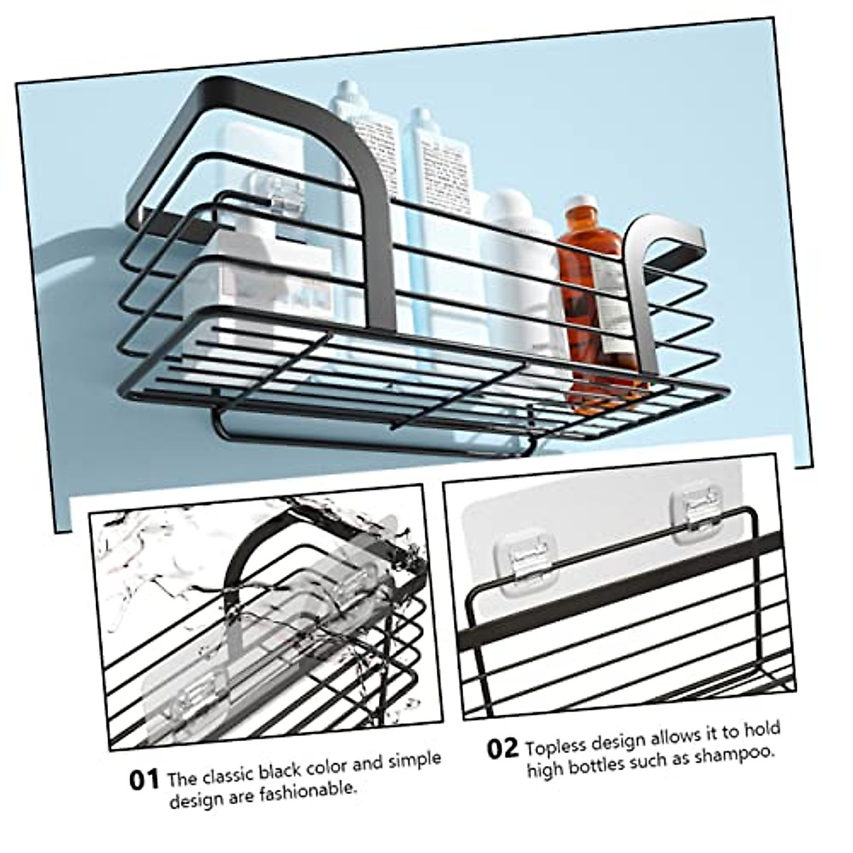 WOONEKY Bathroom Shelf Wall Mount Bathroom Shelf Toilet Glass Shelves Kitchen Shelf Rack Locker Shelf Wall Rack Shelf Glass Display Shelf Shower Shelf Adhesive Bathroom Organizer Glass