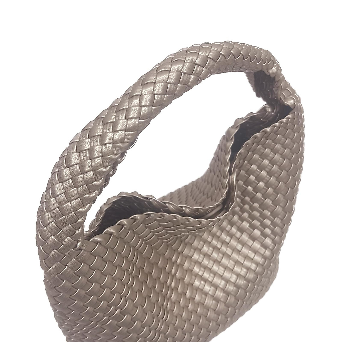 BEVIVID Woven Tote Bag for Women,Woven Bag Purses and Handbags,Hand-Woven Tote Handbag,Woven Shoulder Bag,Woven Leather Handbags Champagne gold