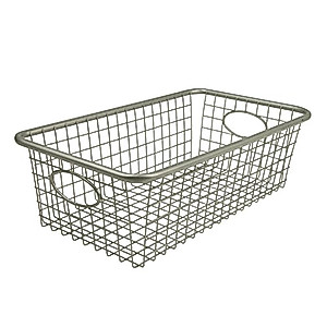Spectrum Diversified Avery Large Easy-Carry Handles Classic Storage & Organization, Sturdy Steel Wire, Modern Home Décor & Storage Basket, Nickel