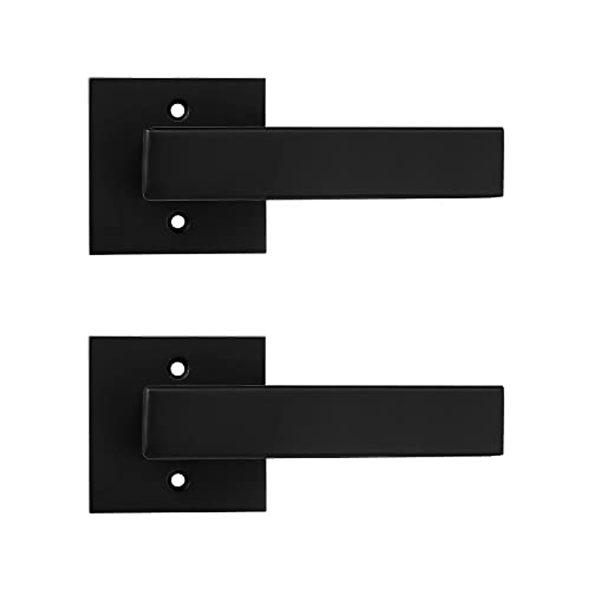 Probrico [Pack of 2 Door Lever Dummy Lever Door Handle for Closets French Doors,Square Dummy Door Lever,Non-Turning Single Side Pull with Black Finish,Easy Installation Pull Only Lever Set