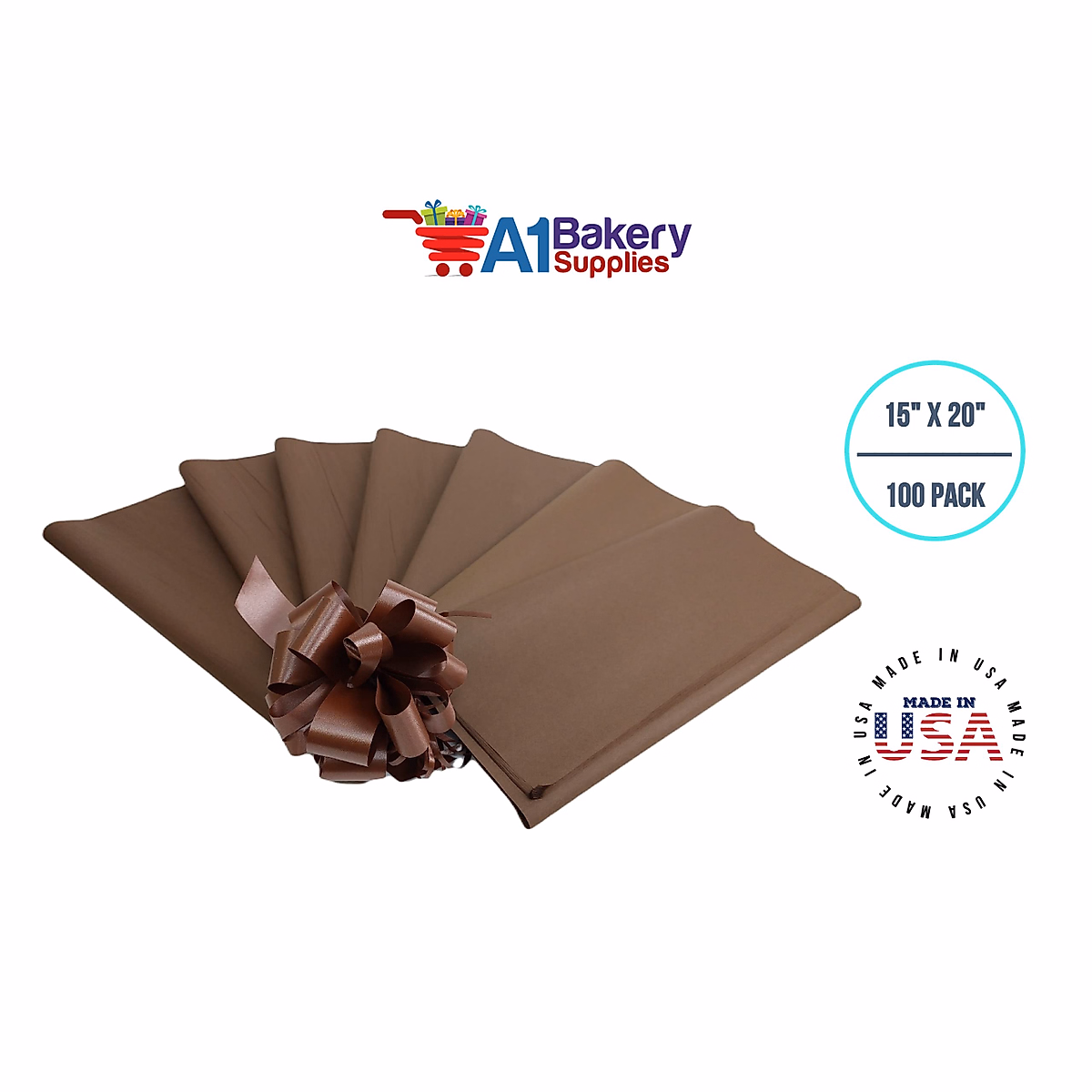 Chocolate Tissue Paper 15 Inch X 20 Inch - 100 Sheet Pack