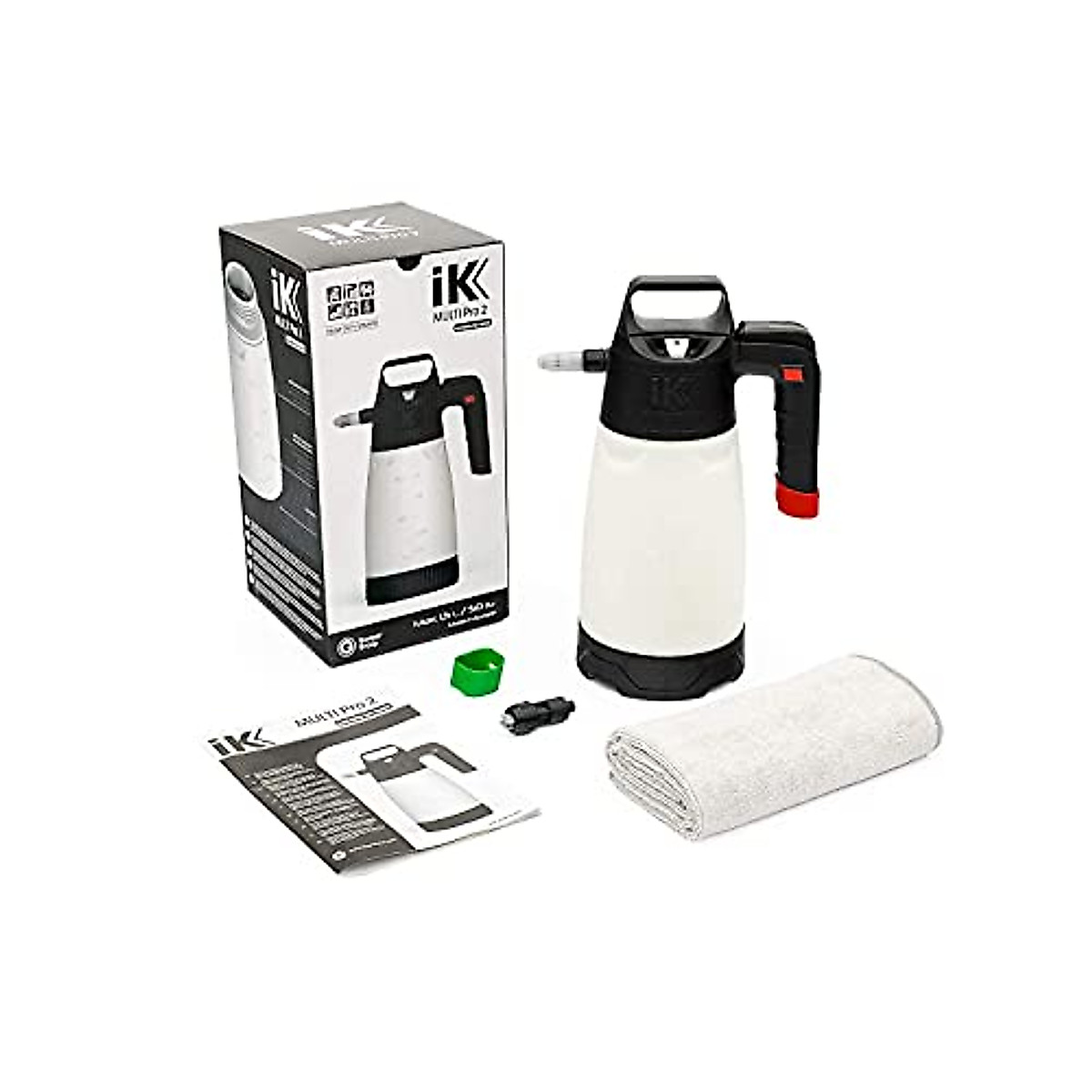 The Rag Company Goizper Group iK Sprayers - Foam Pro 12 / Foam Pro 2 / Multi Pro 2 Pump Sprayer Combo Kit with Premium Microfiber Towels Professional Auto Wash & Detailing, Dry/Wet Foam Spray