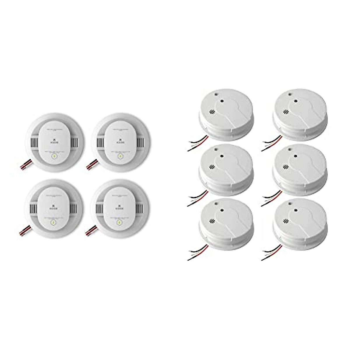 Kidde Hardwired Smoke & Carbon Monoxide Detector, Battery Backup, Interconnectable, LED Warning Light Indicators, 4 Pack & Smoke Detector, Hardwired Smoke Alarm with Battery Backup Included, Pack of 6