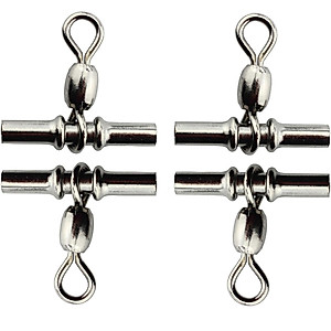 Luengo 50pcs Cross Line Fishing Sleeve Swivel 3 Way Crimp Fishing Swivel Connector Fishing Tackle Accessories