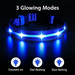 MASBRILL Led Dog Collar-Rechargeable Light Up Dog Collars Water-Resistant Lighted Dog Collar Flashing Glow Dog Collar for Dogs