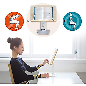 EYELEVEL Wooden Book Stand Reading Rest Bookrest Cookbook Laptop Holder for Textbook Music Score Desk Laptop Height Adjustable 270° Angle Adjustable with withmolly USB led Book Light