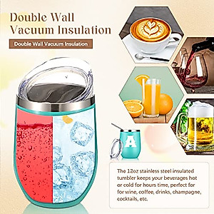 Gejoy Personalized Initial Tumbler, Graduation Gifts, 12oz Stainless Steel Wine Tumbler Monogrammed Mug for Graduation Retirement Gift for Women Men, Teacher Nurse Appreciation Gift(A Style)