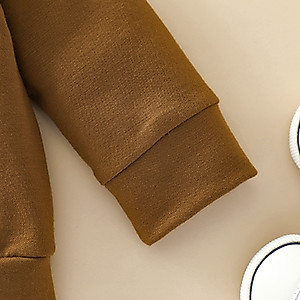 Newborn Infant Baby Boys Pullover Dad's Little Dude Sweatshirt Long Sleeve Casual Sweater Fall Clothes (Brown, 0-3 Months)