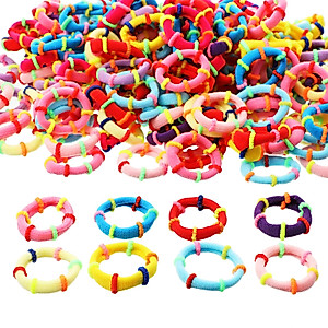WILLBOND 200 Pcs Colorful Elastic Hair Ties Seamless Cotton Hairband Ropes Soft Small Ponytail Holders Fashion Stretchable No Crease Damage Hair Accessories for Baby Kids Girls Toddler, Mixed Colors