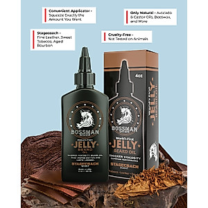 Bossman Beard Oil Jelly (4oz) - Beard Growth Softener, Moisturizer Lotion Gel with Natural Ingredients - Beard Growing Product (Stagecoach Scent)