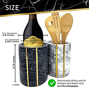 French KOKO Marble Wine Chillers, Wine Utensil, Table Top Wine Chiller Table Top Bucket Table Holder Wine Cart Accessories Vino Cooler Bottle Holder Green and Gold