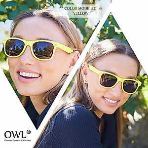 OWL Retro Style Yellow Frame Vintage Smoke Lens Sunglasses for Ladies