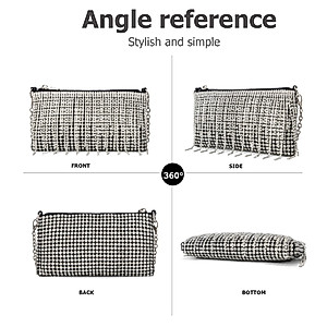 TUGONK Women's Glitter Crossbody Bags Rhinestone Clutch Purse with Tassel for Women Silver Crystal Bag