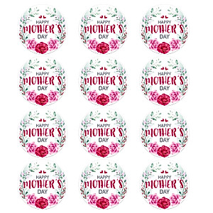 WaaHome 36pcs Pink Purple Flower Mothers Day Stickers Labels, 1.5" Happy Mother's Day Gift Tags Gift Labels Present Stickers for Gift Wrap Box Decorations Card Envelope Seals Party Favors